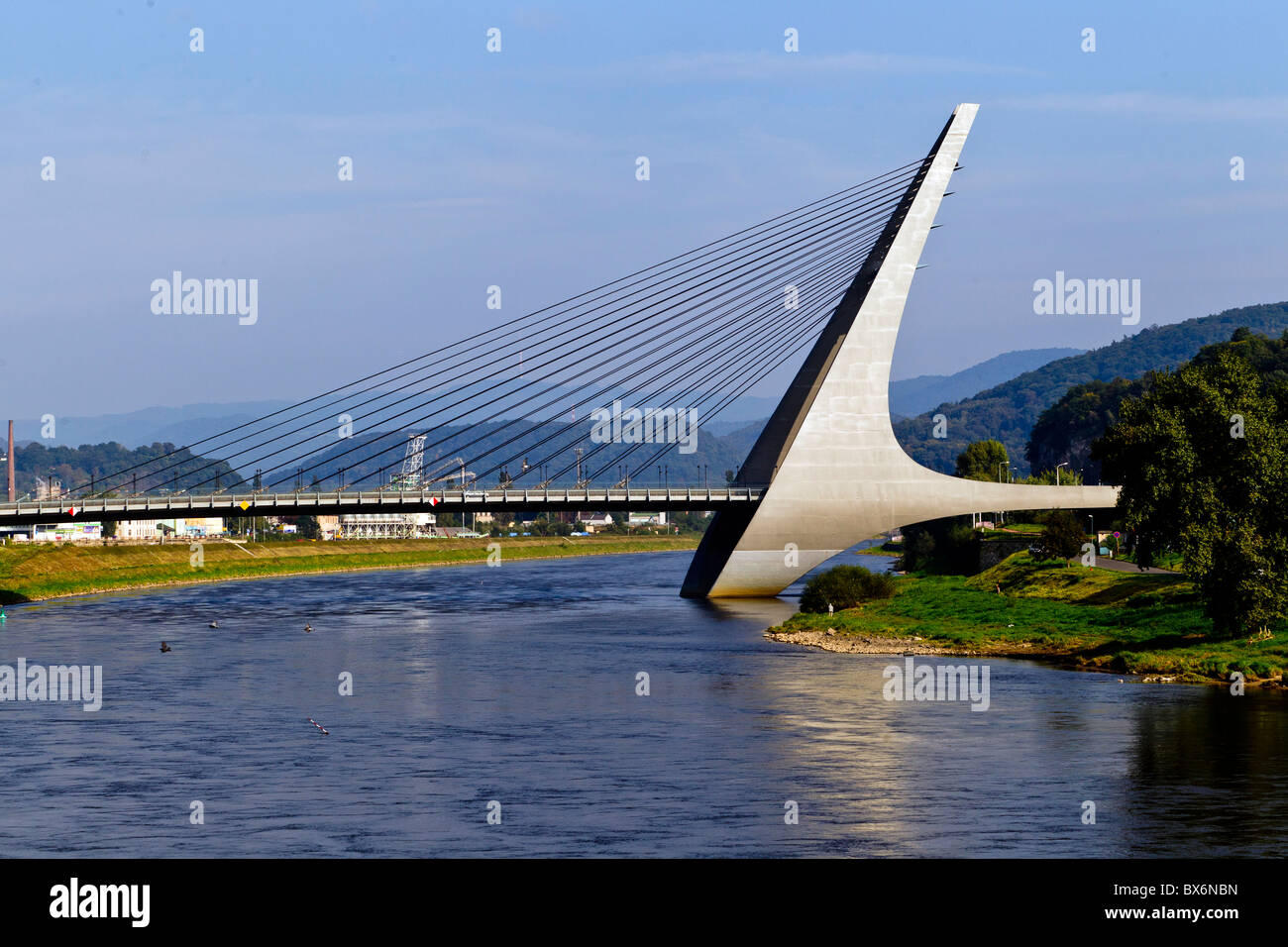 Mariansky Bridge accross Labe river in Usti nad Labem, Czech Republic ...