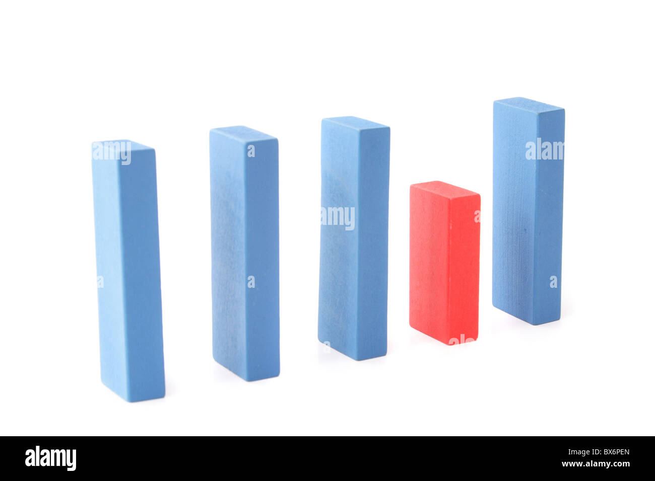 Colored blocks standing next to each other. All isolated on white ...