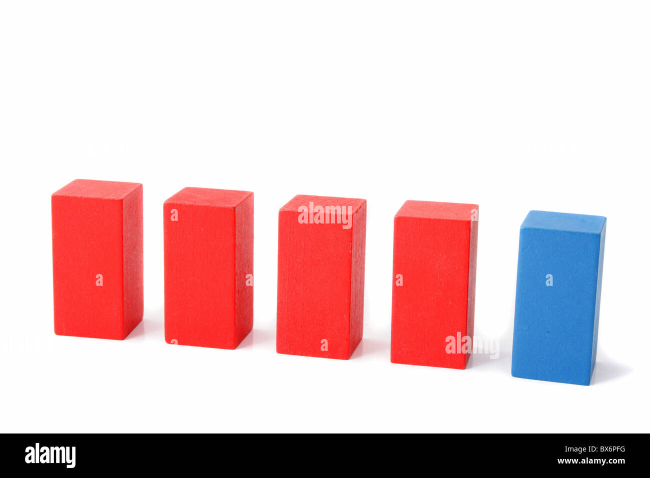 Colored blocks standing next to each other. All isolated on white ...