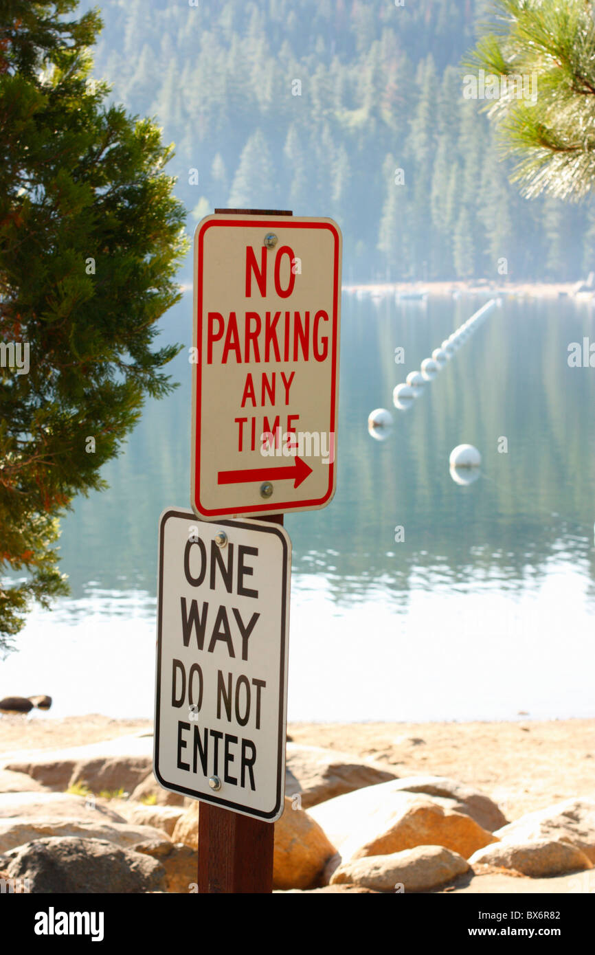 Road signs at Pinecrest Lake, Tuolumne county, California, Stanislaus ... Road signs at Pinecrest Lake, Tuolumne county, California, Stanislaus ...