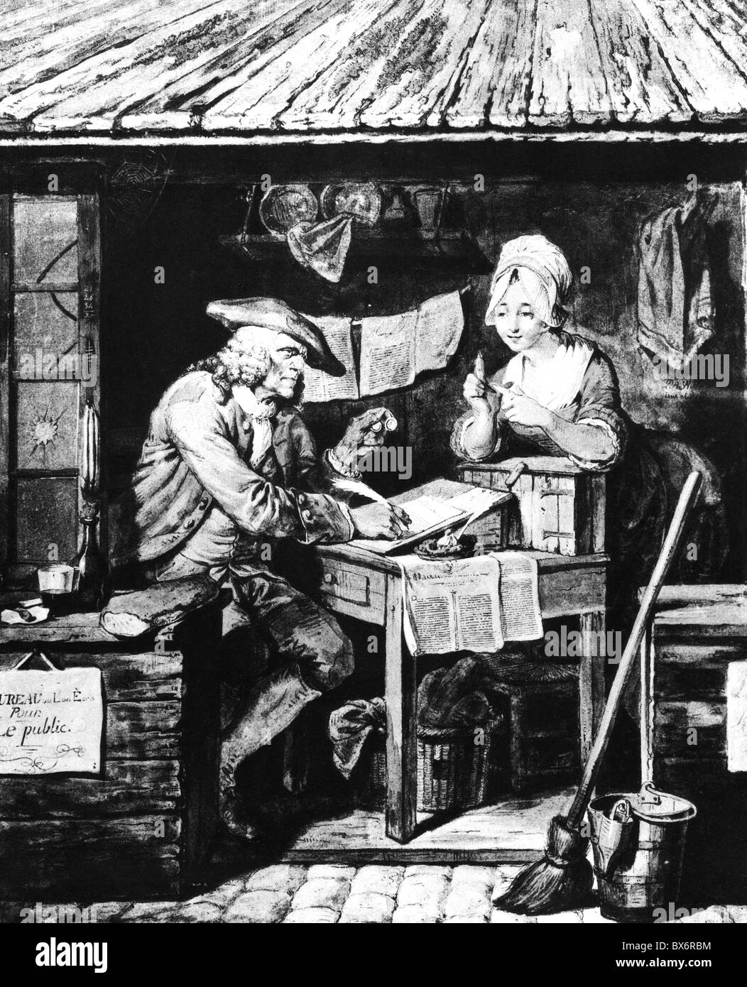 people, professions, Scribe, "The Pubic Scribe", watercolour by Pierre ...