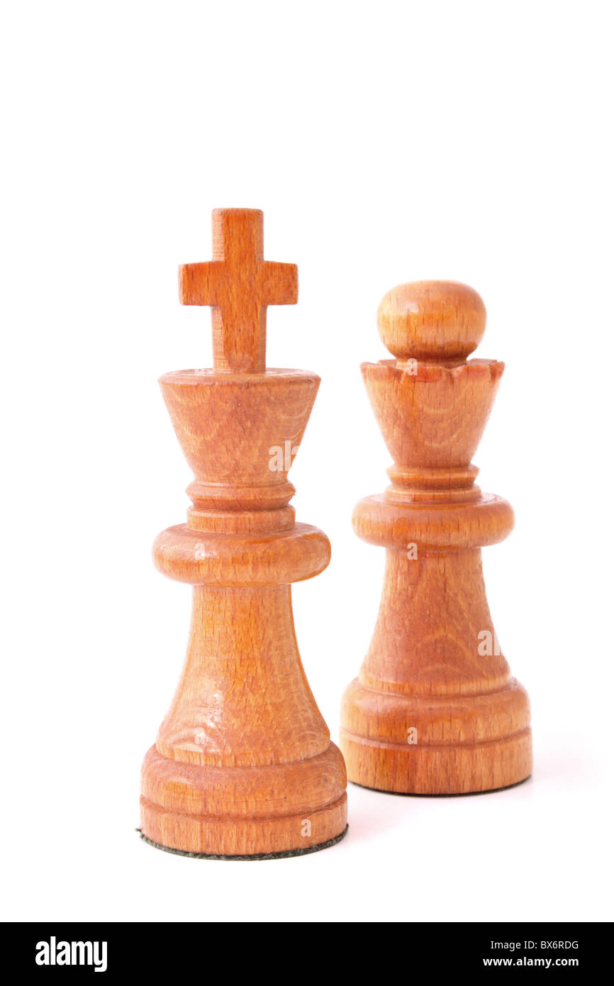 Several chessmen standing in front of a white background Stock Photo ...