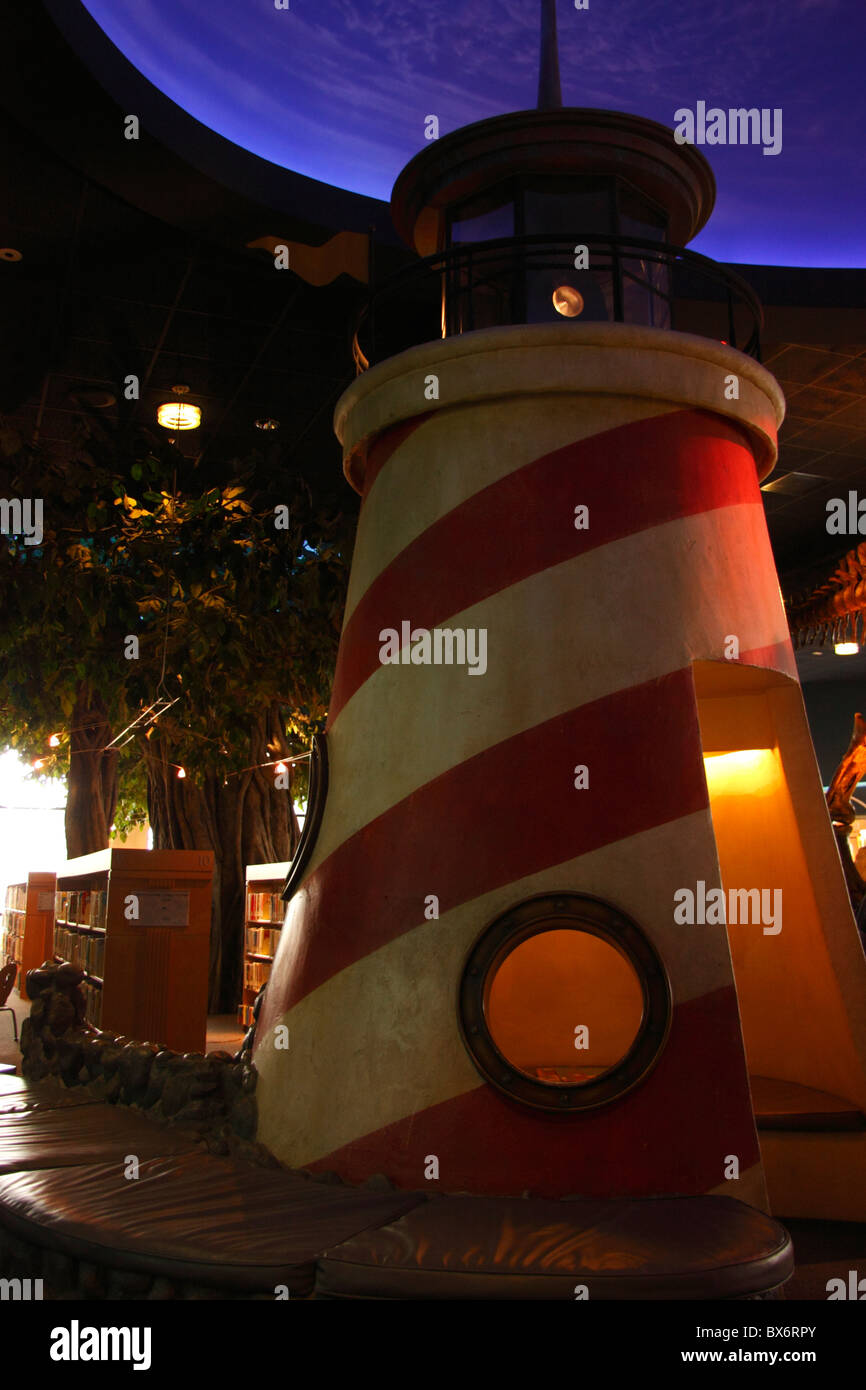 The lighthouse and sky in the children's library at the Cerritos ...