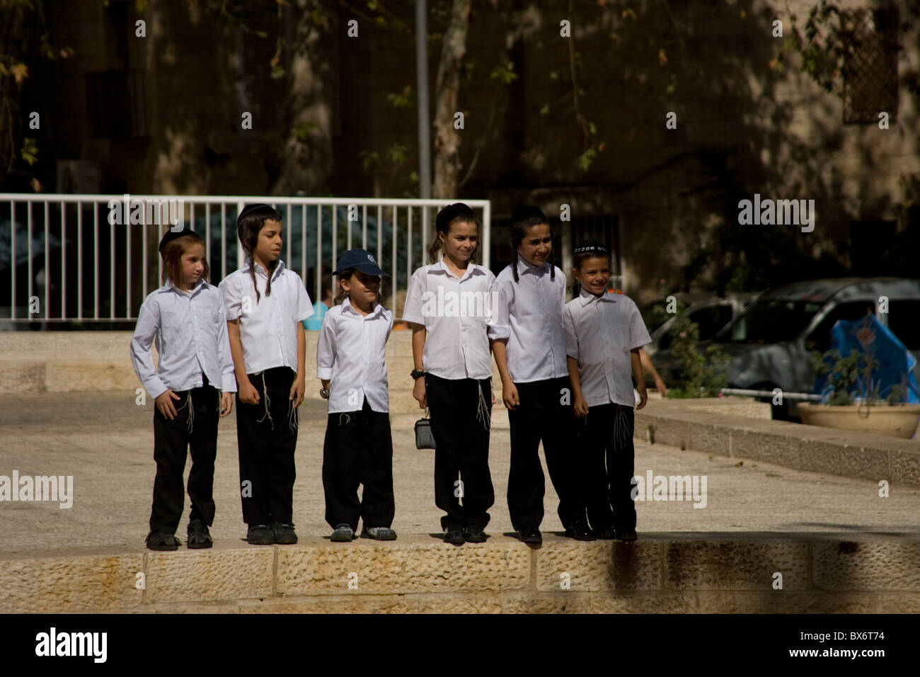 Jewish children in traditional clothes in the Jewish quarter of ...