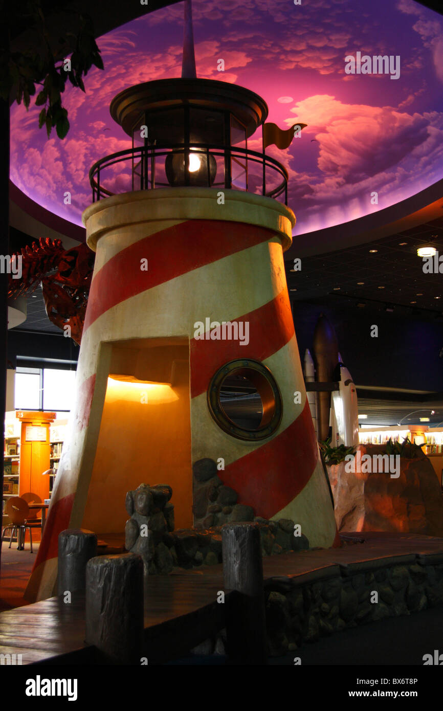 The lighthouse and sky in the children's library at the Cerritos ...