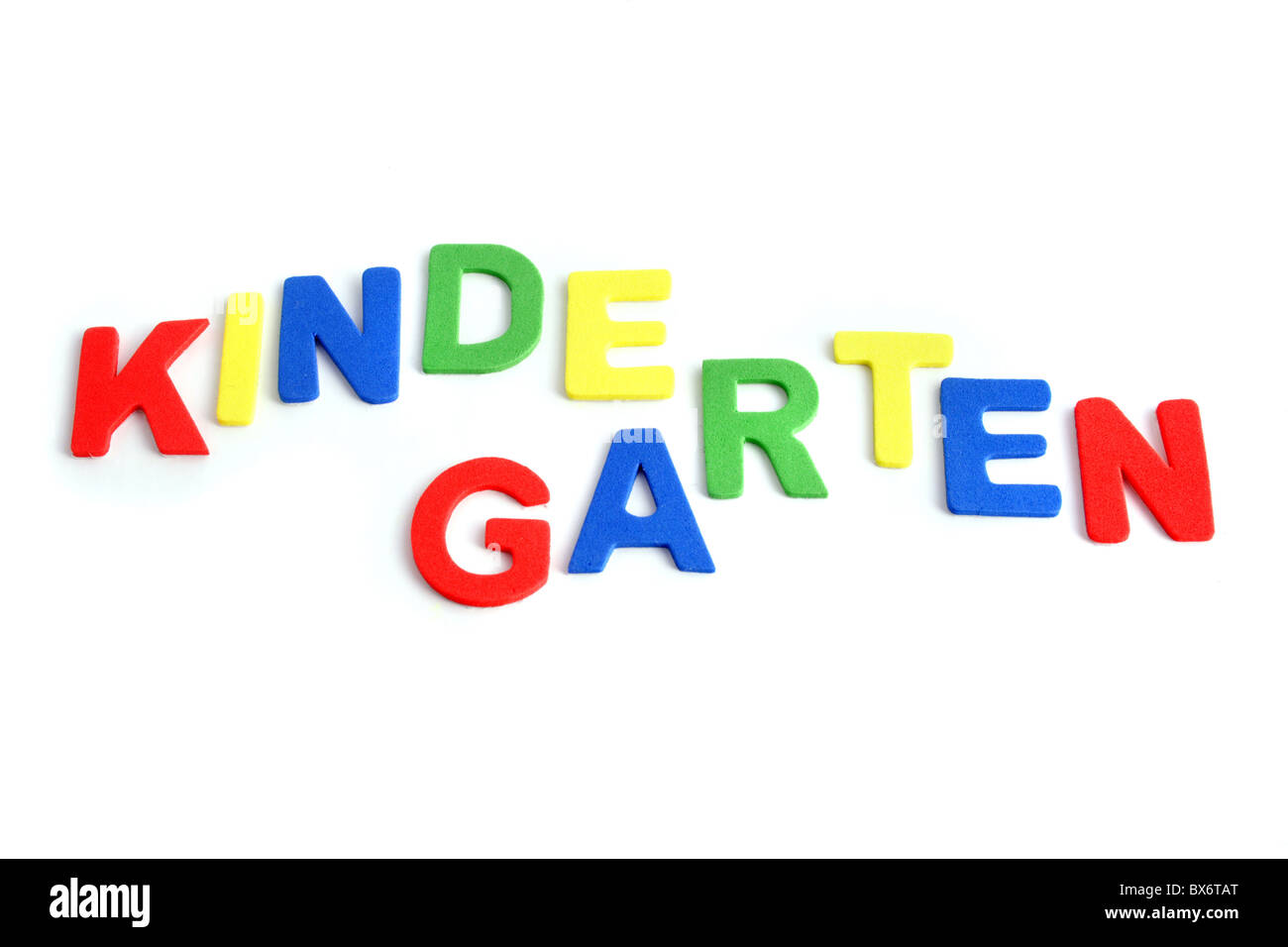 Varicolored letters building the word Kindergarten. All isolated on ...