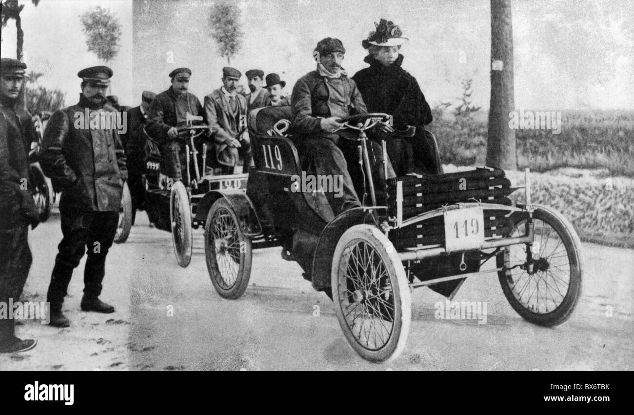 sport, car racing, Rallye Paris - Berlin 1901, start of the German ...