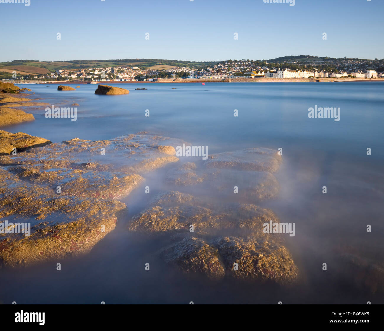 The South Devon seaside resort of Teignmouth on a summer morning, Devon ...