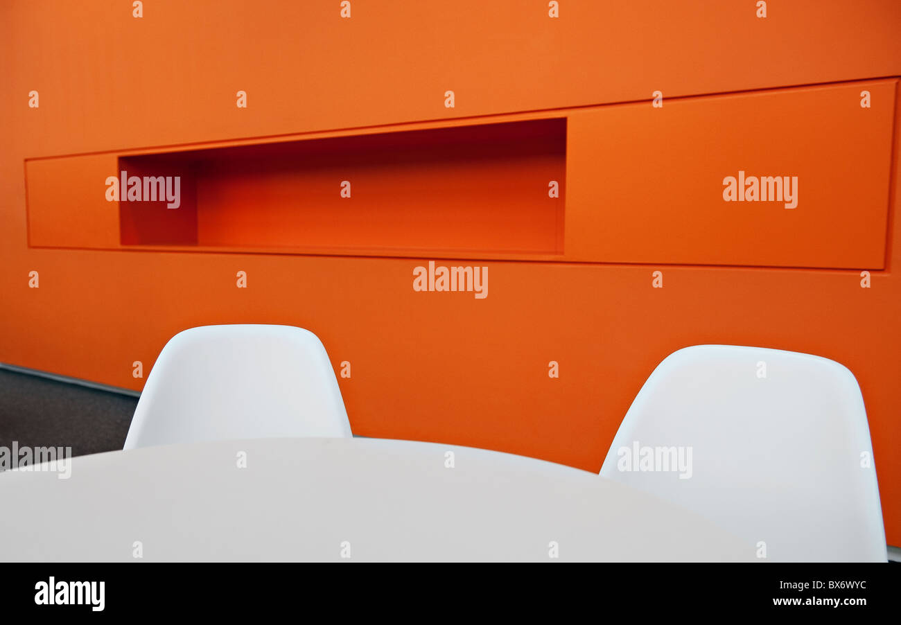 Very colourful ultra modern minimalistic designer office furniture in a ...