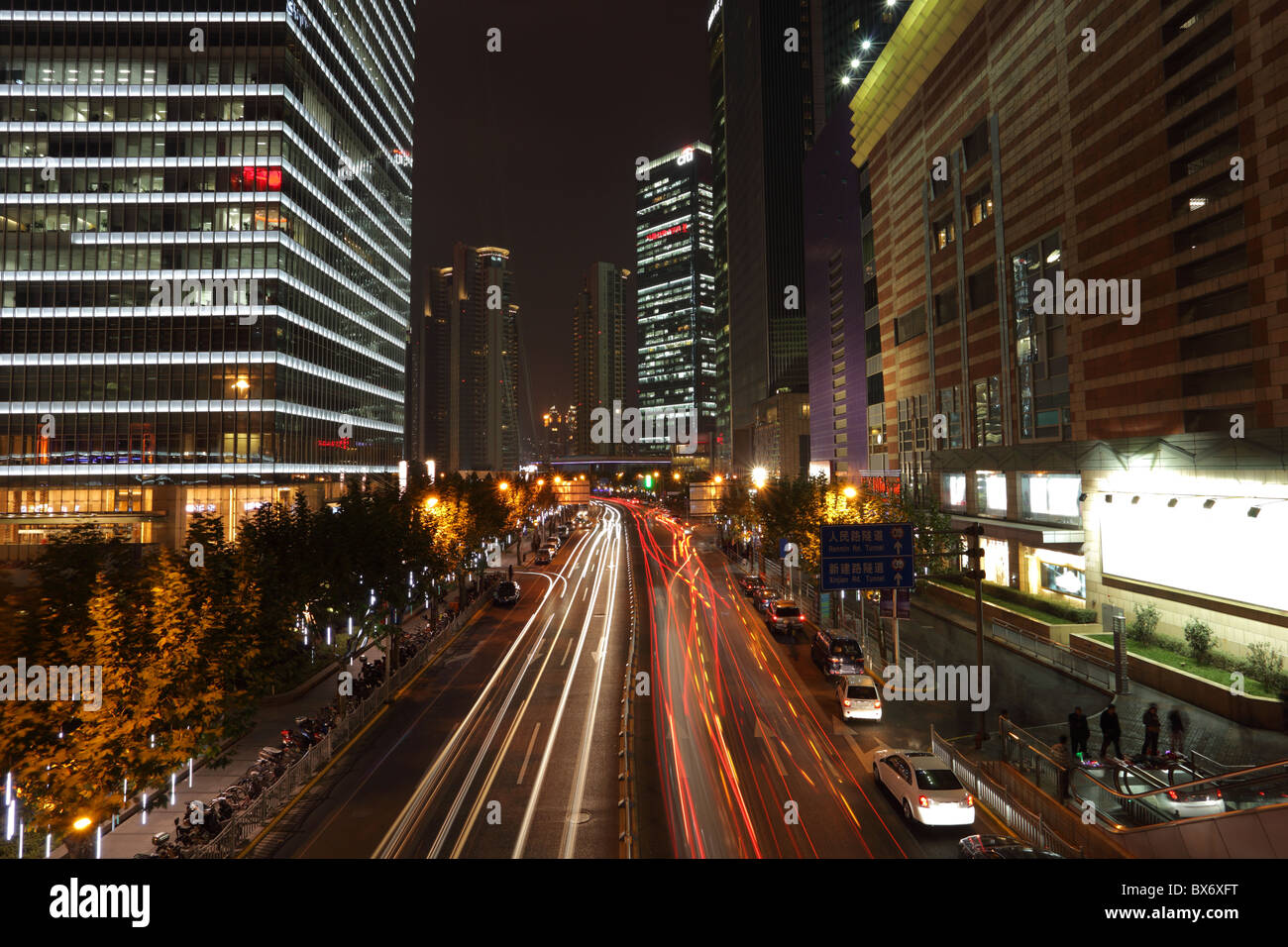 Street in Pudong at night, Shanghai China Stock Photo - Alamy