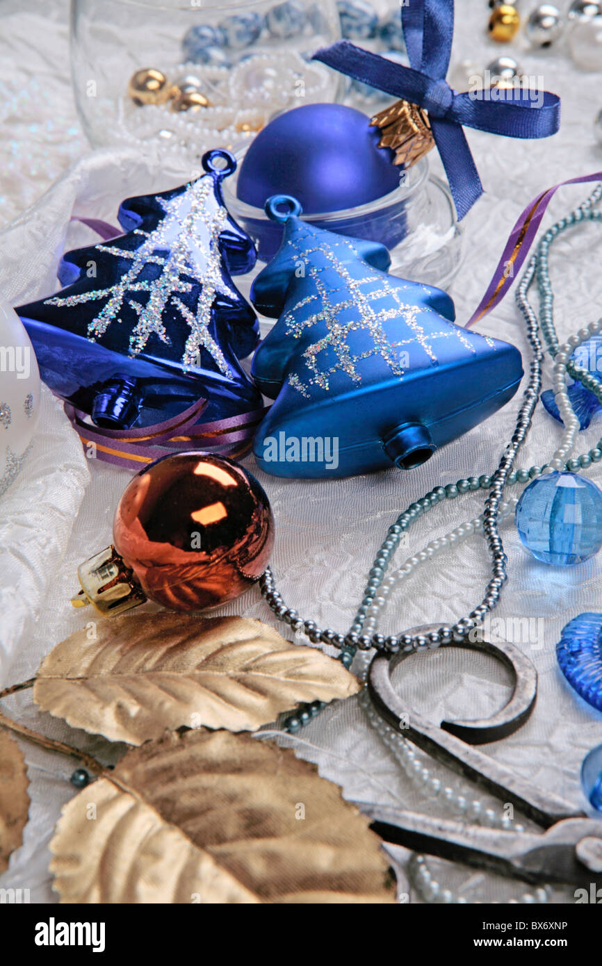 Image of various color traditional christmas objects Stock Photo - Alamy