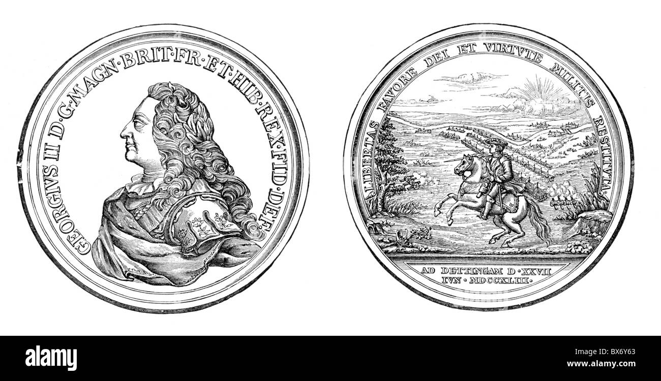 Medal commemorating the Battle of Dettingen 1743, Black and White ...