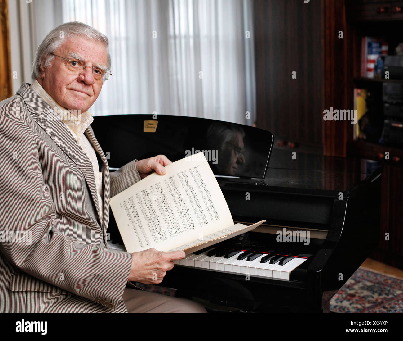 Famous Czech violinist Josef Suk at his desk in his flat in Prague ...