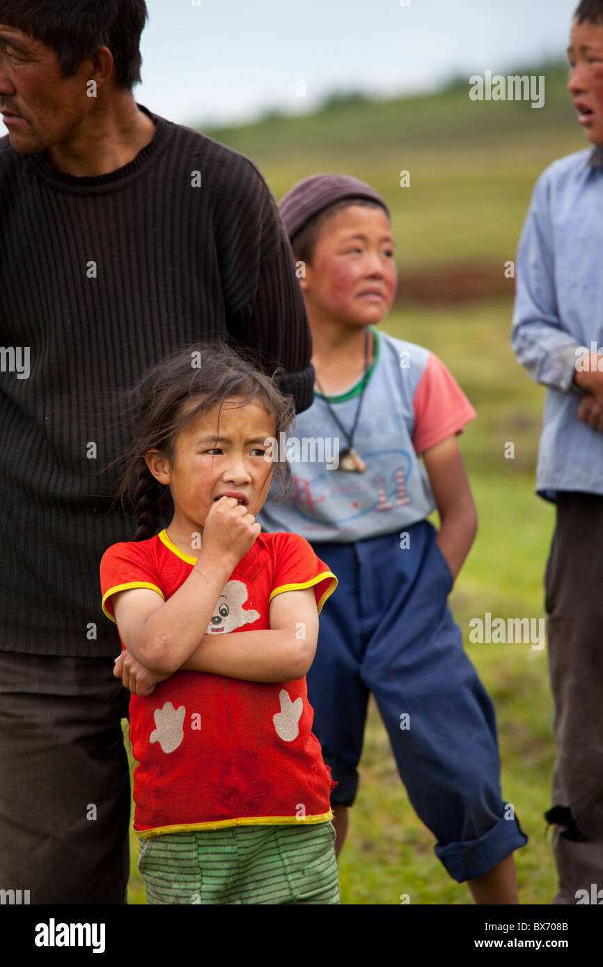 Kazakh childrens in western Mongolia Stock Photo - Alamy