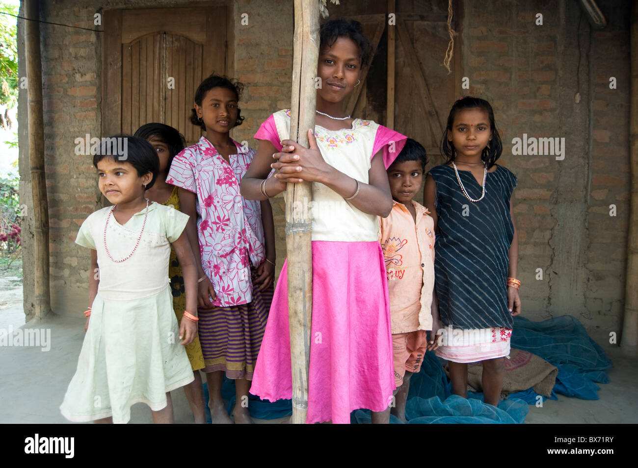 Village girls, Ganeshpahar village, Brahmaputra, Assam, India, Asia ...