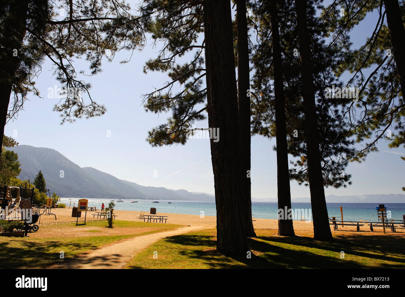 USA, California/Nevada, Lake Tahoe, Incline Village Beach Stock Photo ...