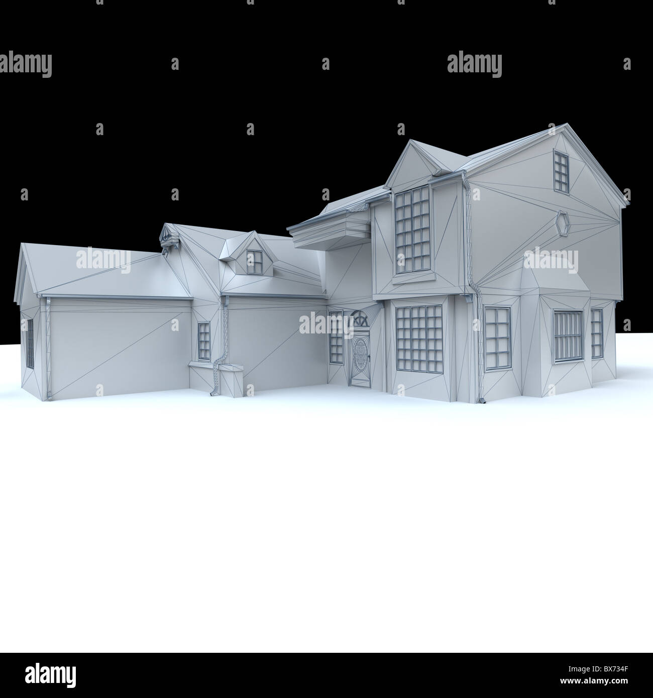 3D rendering of an architecture model in white with a black background ...