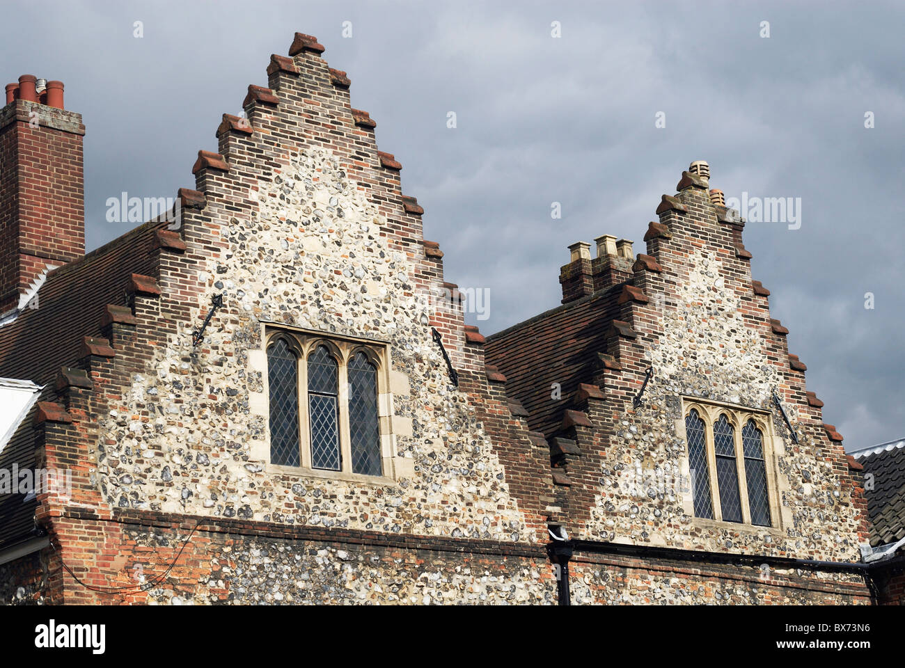 Brick and stone gables on a medieval house Norwich UK Stock Photo - Alamy