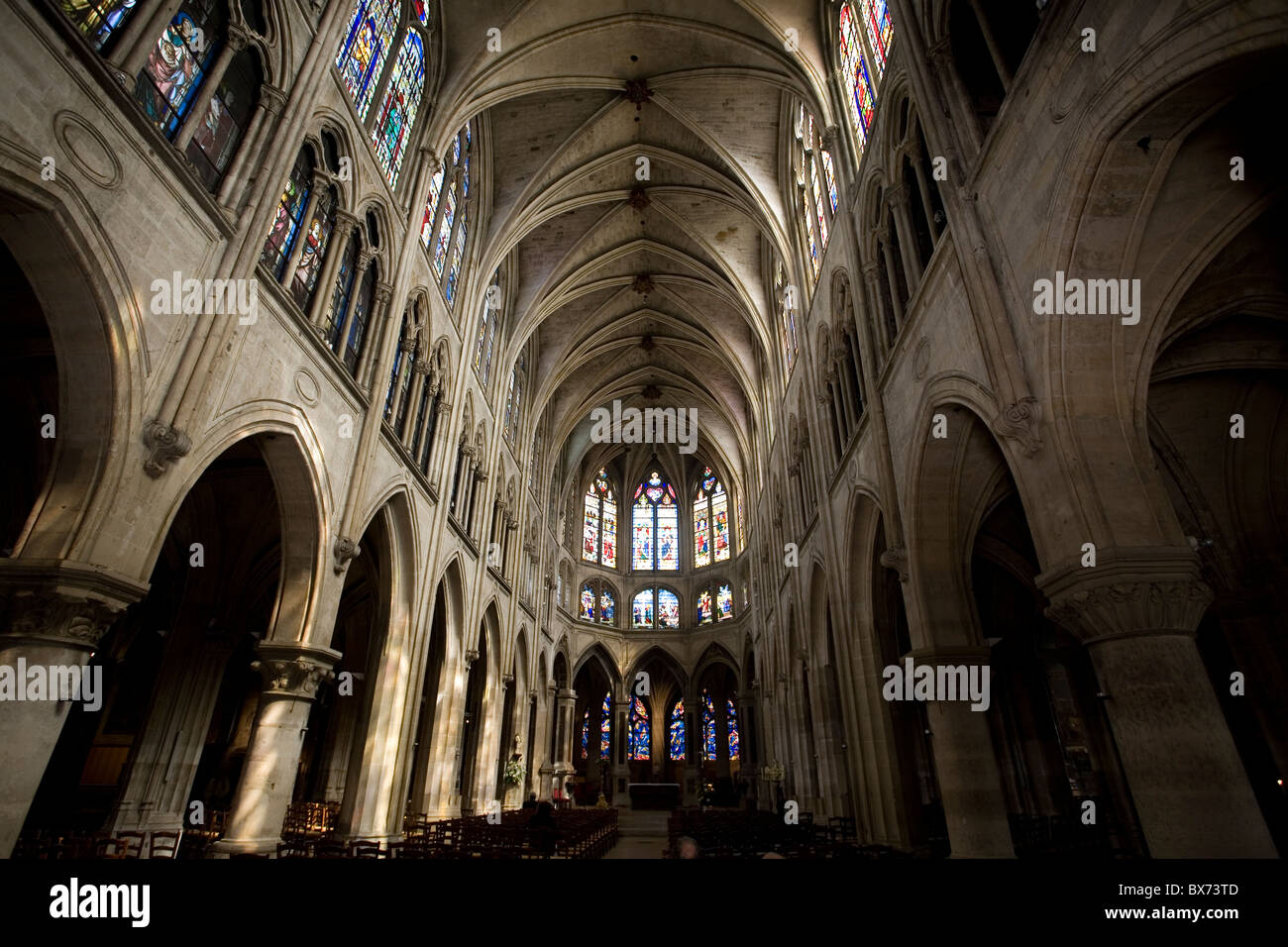 inside the gothic church of st-séverin Stock Photo - Alamy
