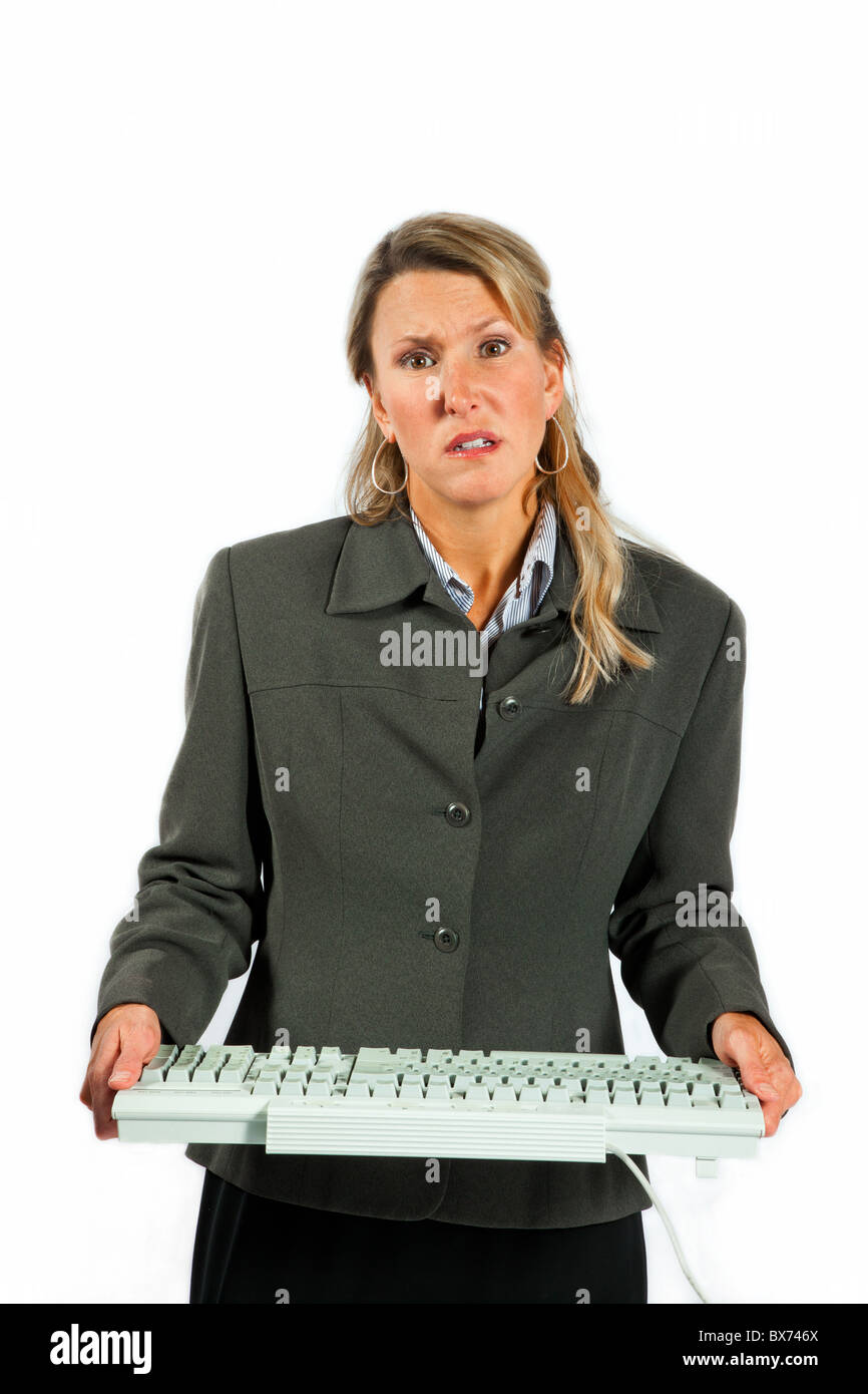 Woman having computer problems Stock Photo - Alamy