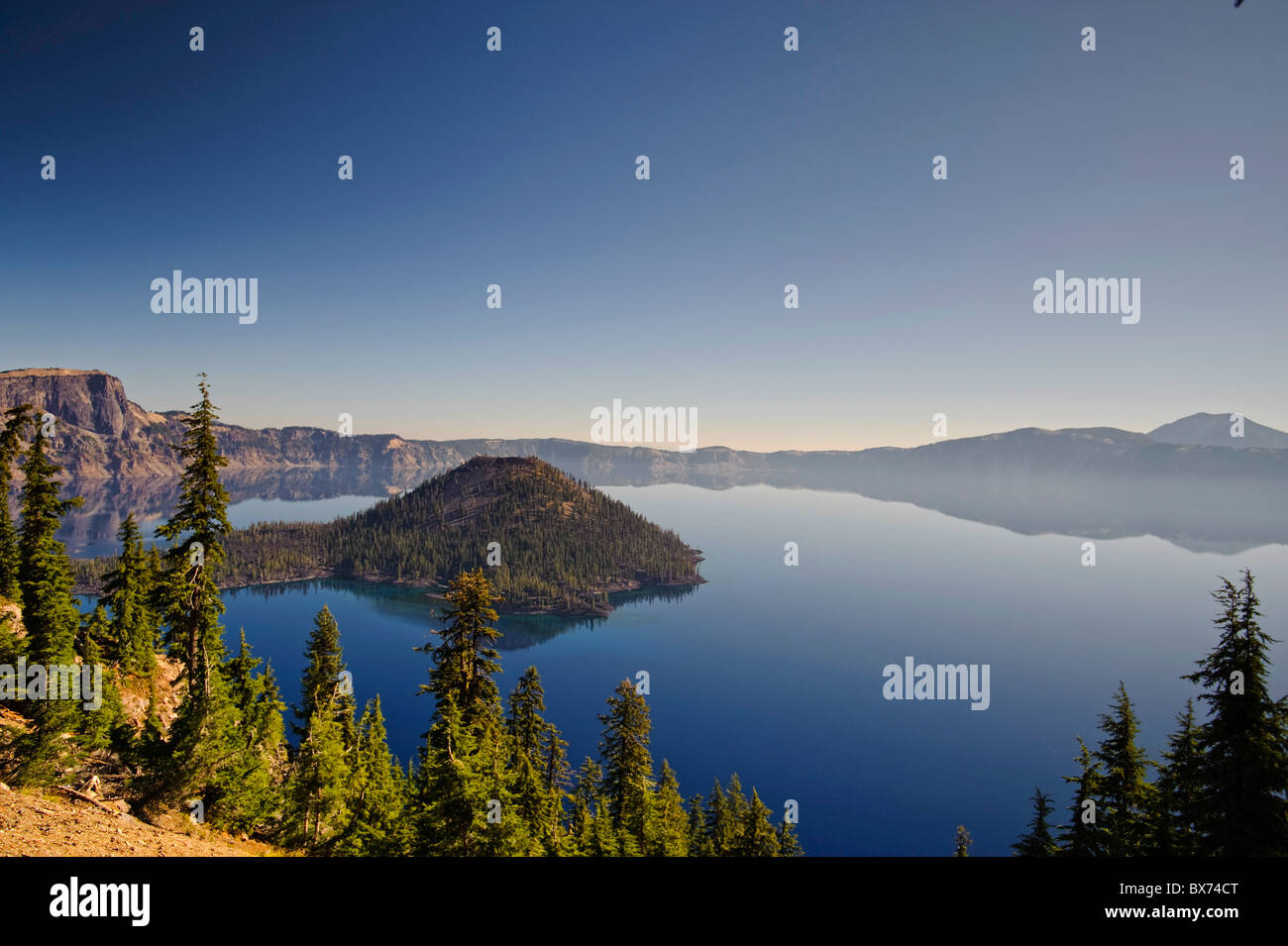 USA, Oregon, Crater Lake National Park, Crater Lake and Wizard Island ...