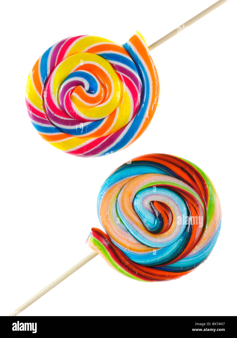 Two colorful lollipops isolated on white Stock Photo - Alamy