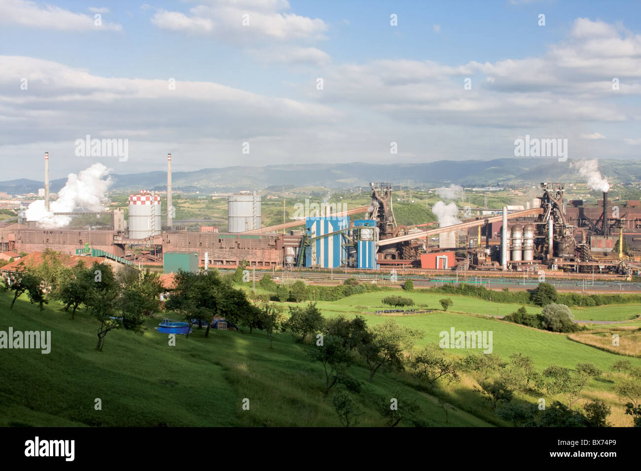 ArcelorMittal Asturias, Spain. Industrial plant, heavy metal industry ...