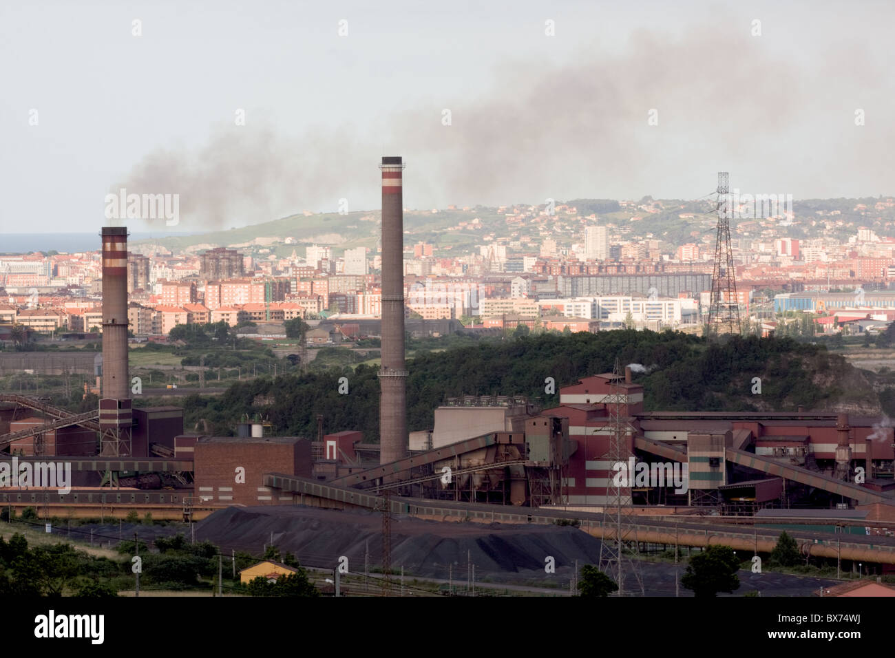 ArcelorMittal Asturias, Spain. Industrial plant, heavy metal industry ...