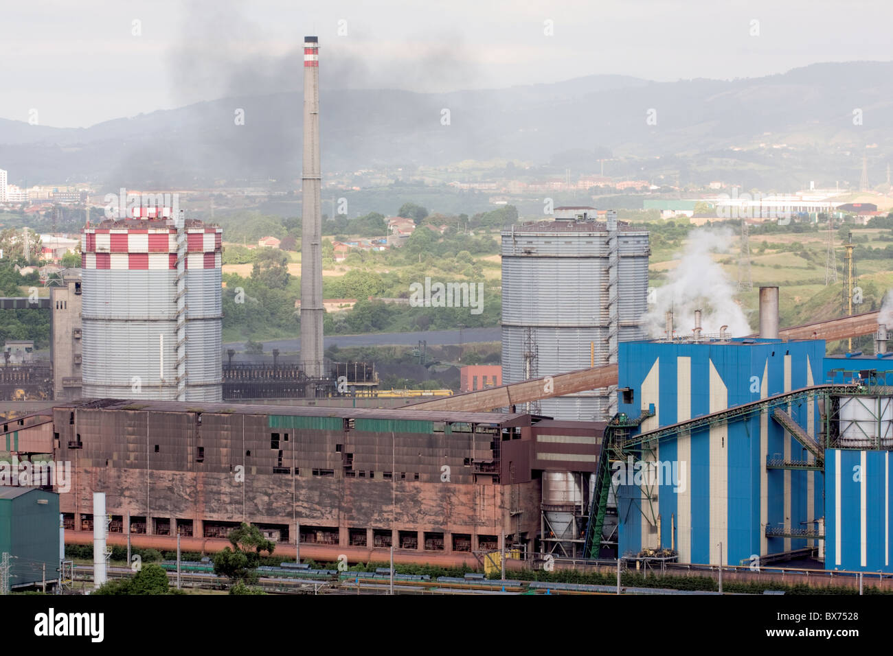 ArcelorMittal Asturias, Spain. Industrial plant, heavy metal industry ...