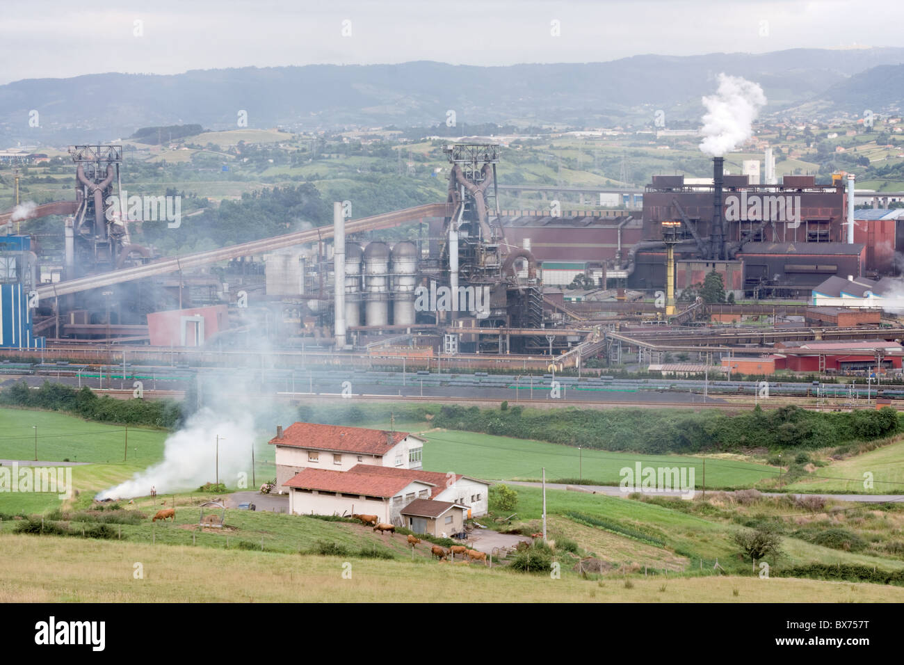 ArcelorMittal Asturias, Spain. Industrial plant, heavy metal industry ...
