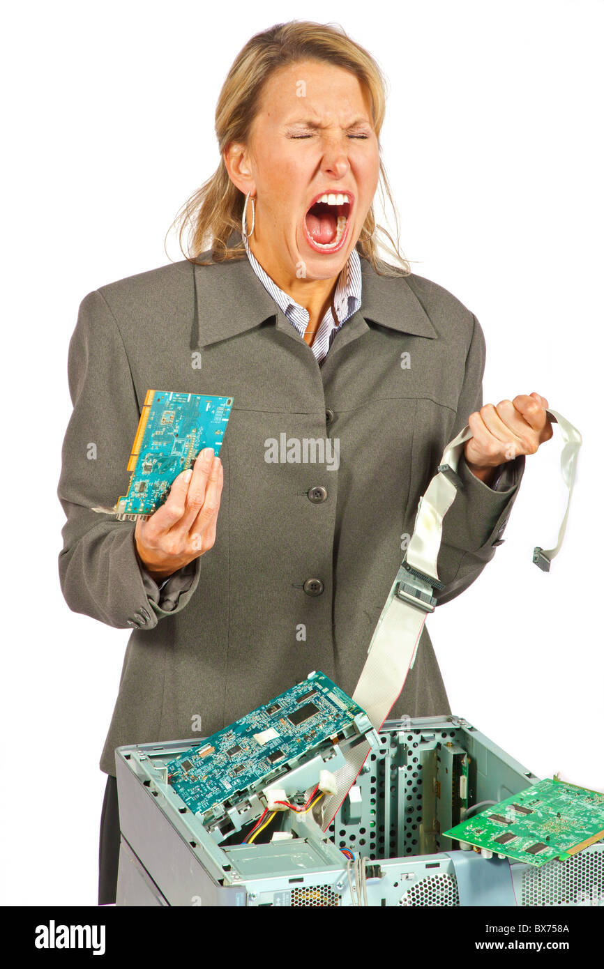 Woman With Broken Computer High Resolution Stock Photography and Images ...