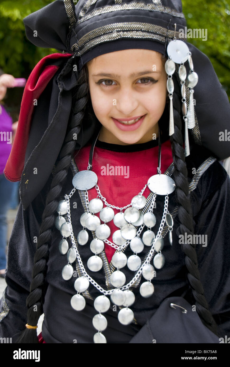 Young traditionally dressed Georgian girl, Sighnaghi, Georgia, Caucasus ...