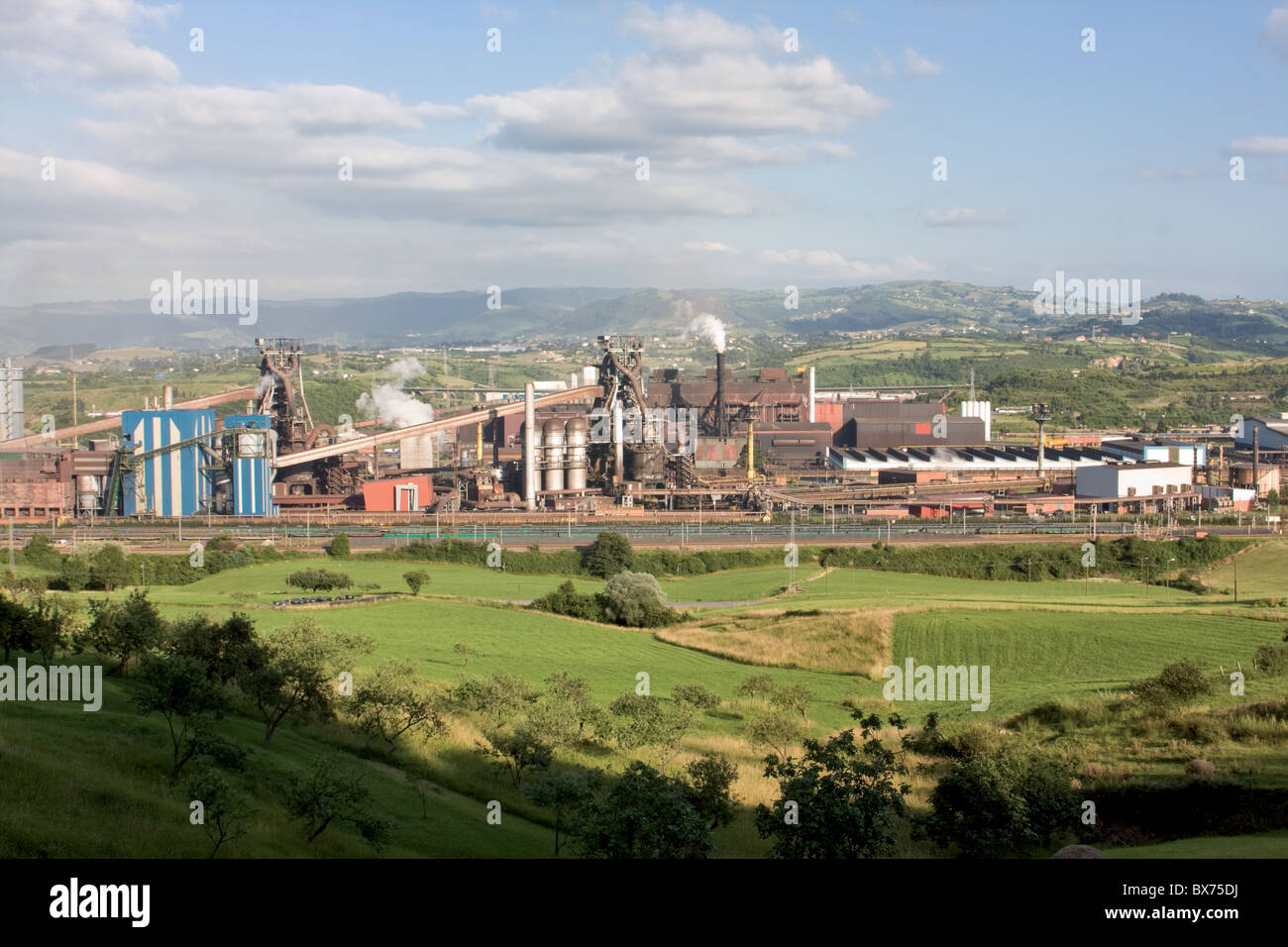 ArcelorMittal Asturias, Spain. Industrial plant, heavy metal industry ...