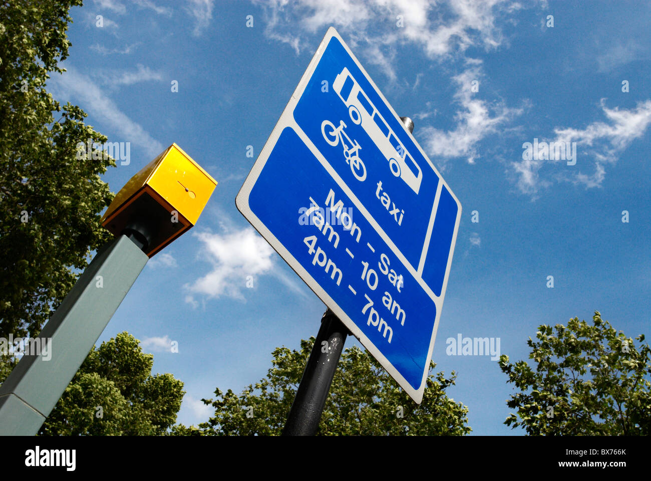 Bus lane sign and camera Kennington South London UK Stock Photo - Alamy