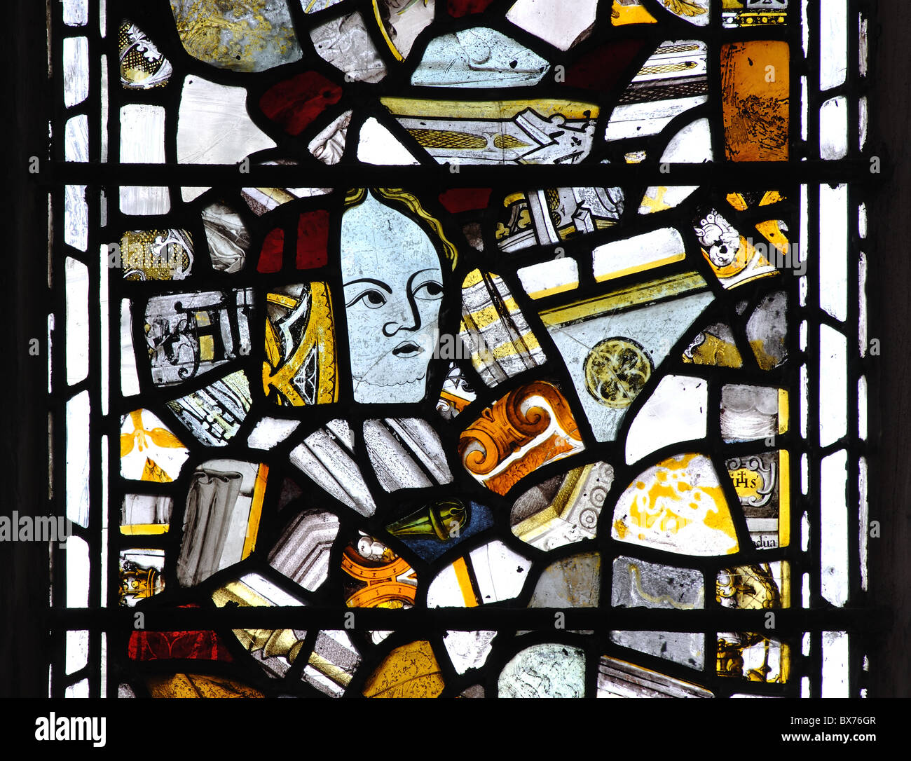 Medieval stained glass fragments, Holy Trinity Church, Coventry, UK ...