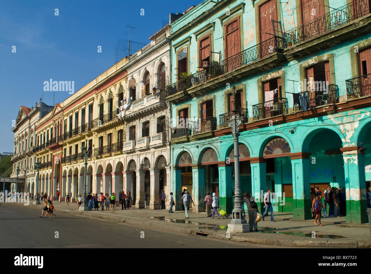 Old colonial houses in the center of Havana, Cuba, West Indies ...