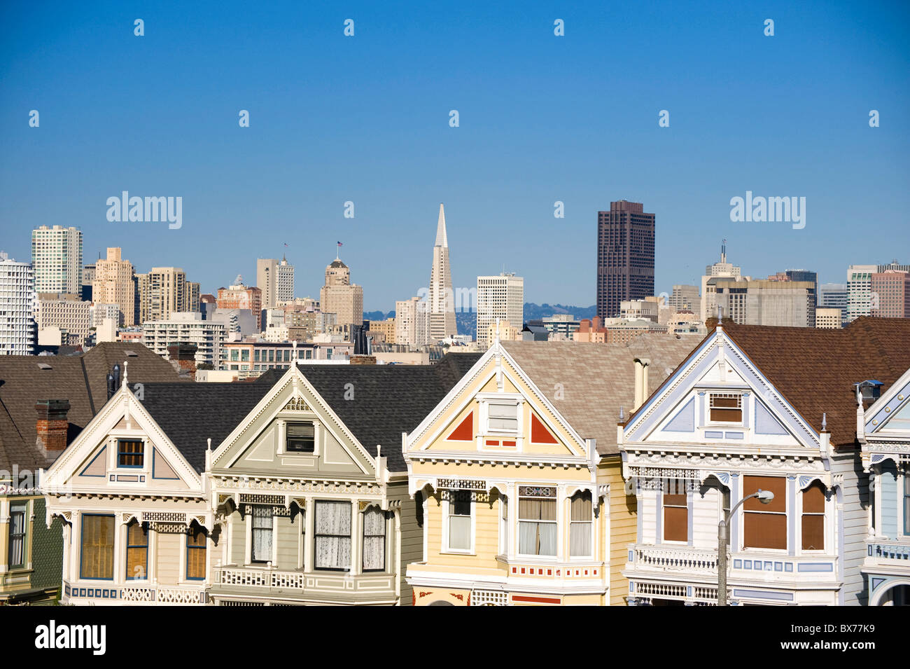 Usa, California, San Francisco, Alamo Square, Victorian Houses Stock ...