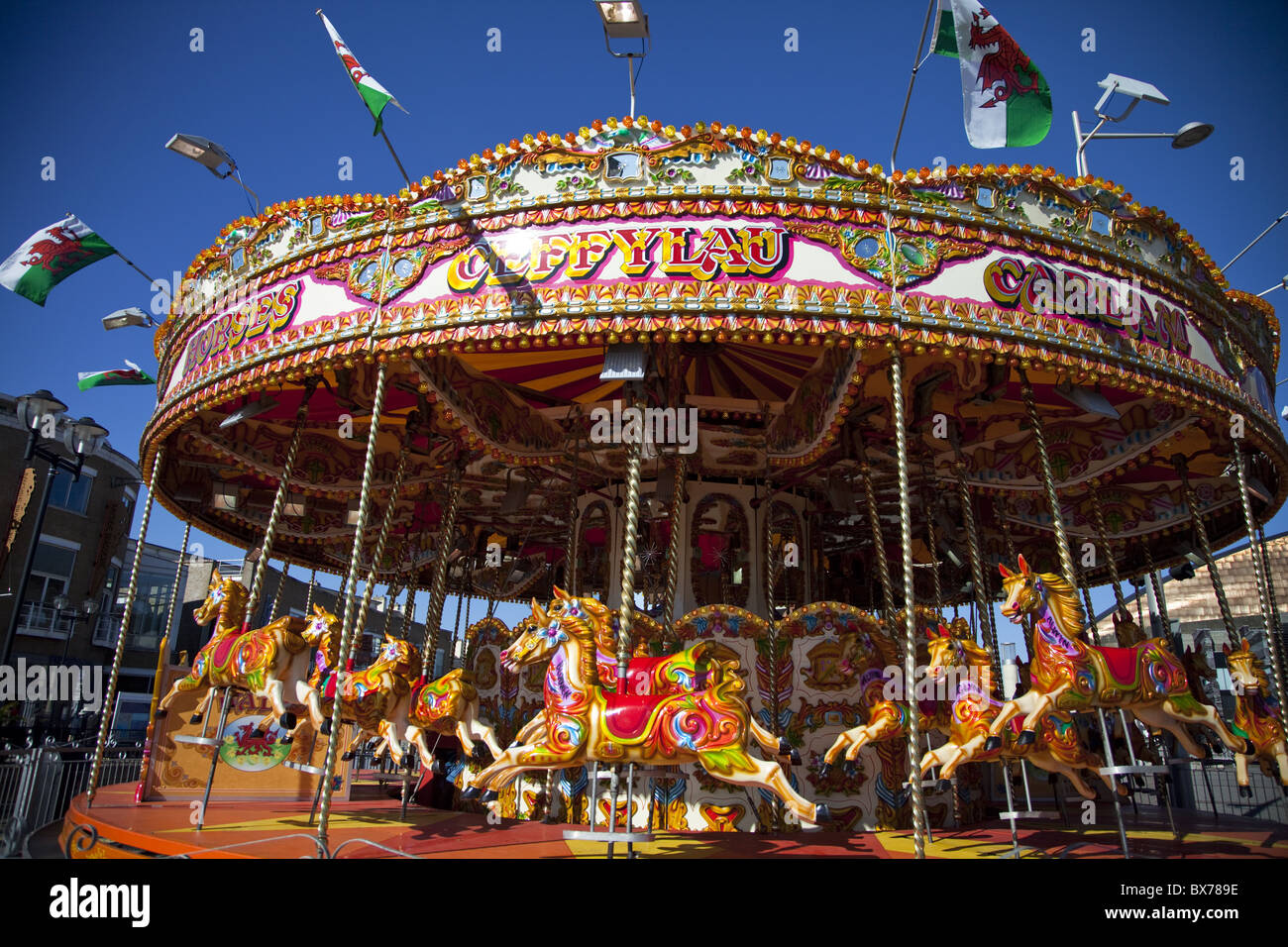 Carousel in Cardiff, Wales, United Kingdom, Europe Stock Photo - Alamy