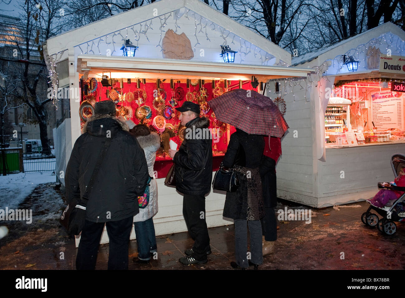 Paris, France, Small Group People Shopping at French Christmas Market ...