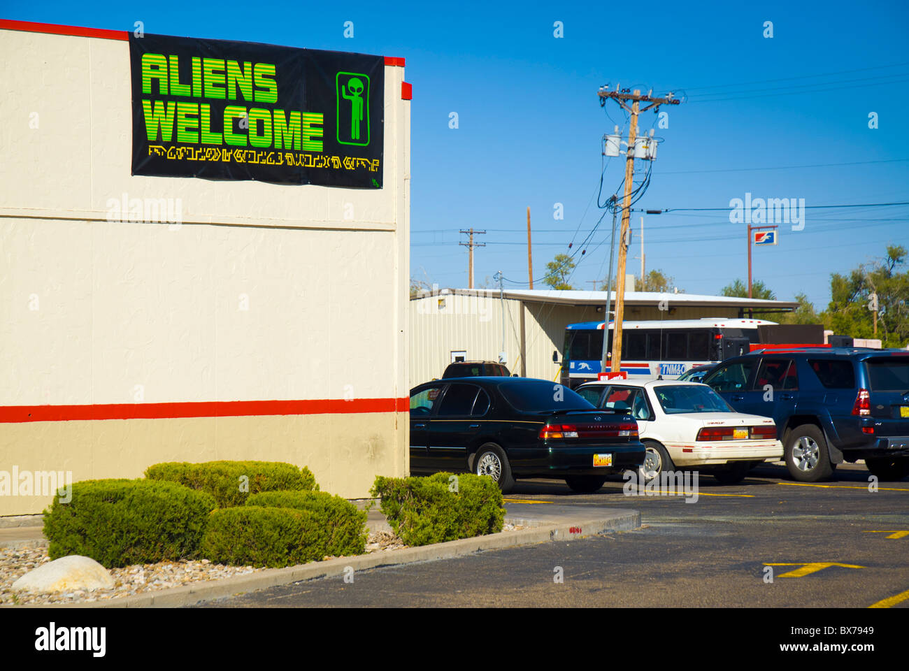 Arbys Restaurant, Aliens Welcome sign, Roswell, New Mexico, United ...