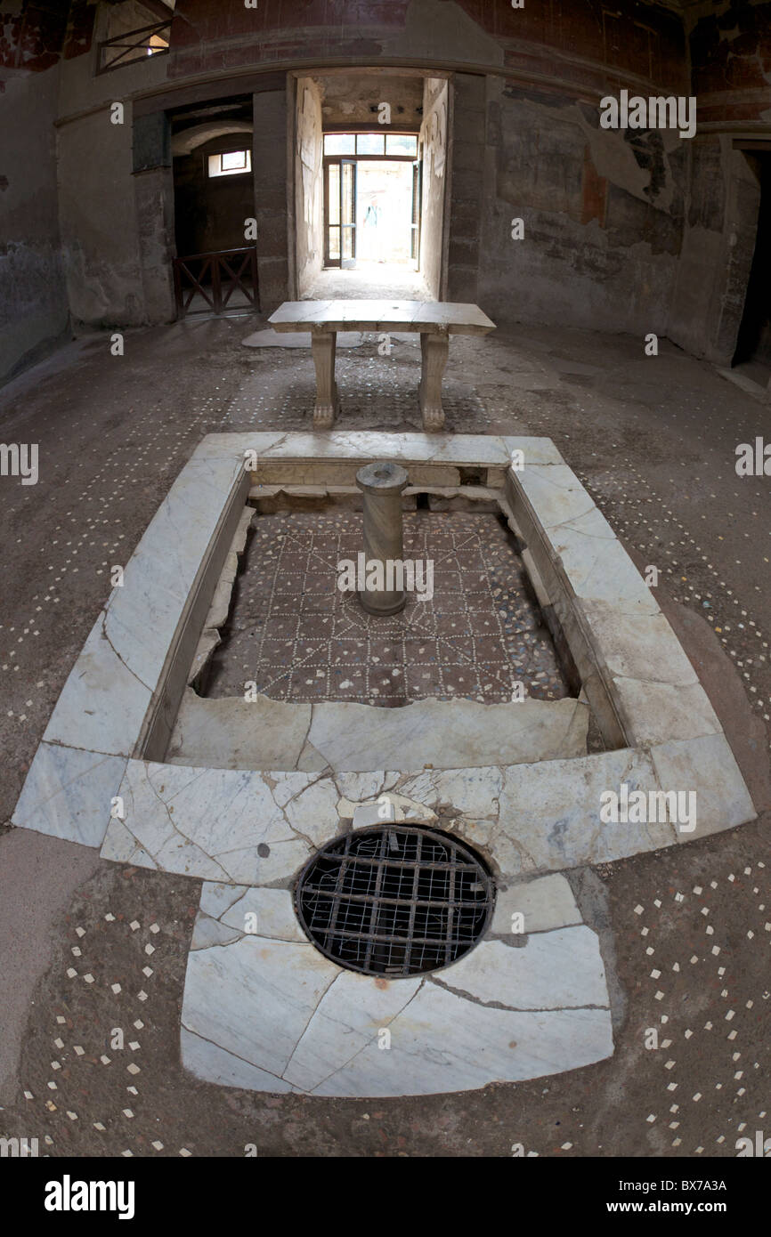 Tuscan atrium with marble impluvium, House with Wooden Partition ...
