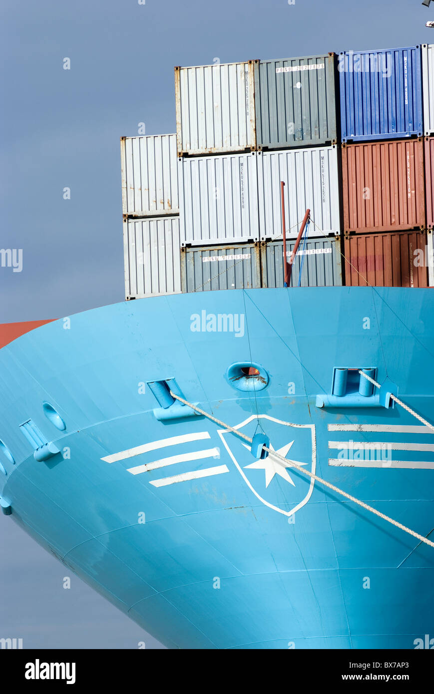 Containers on a Ship Stock Photo - Alamy