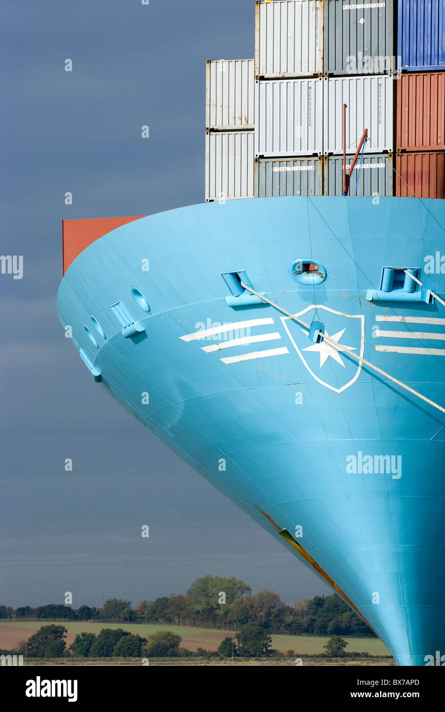 Containers on a Ship Stock Photo - Alamy