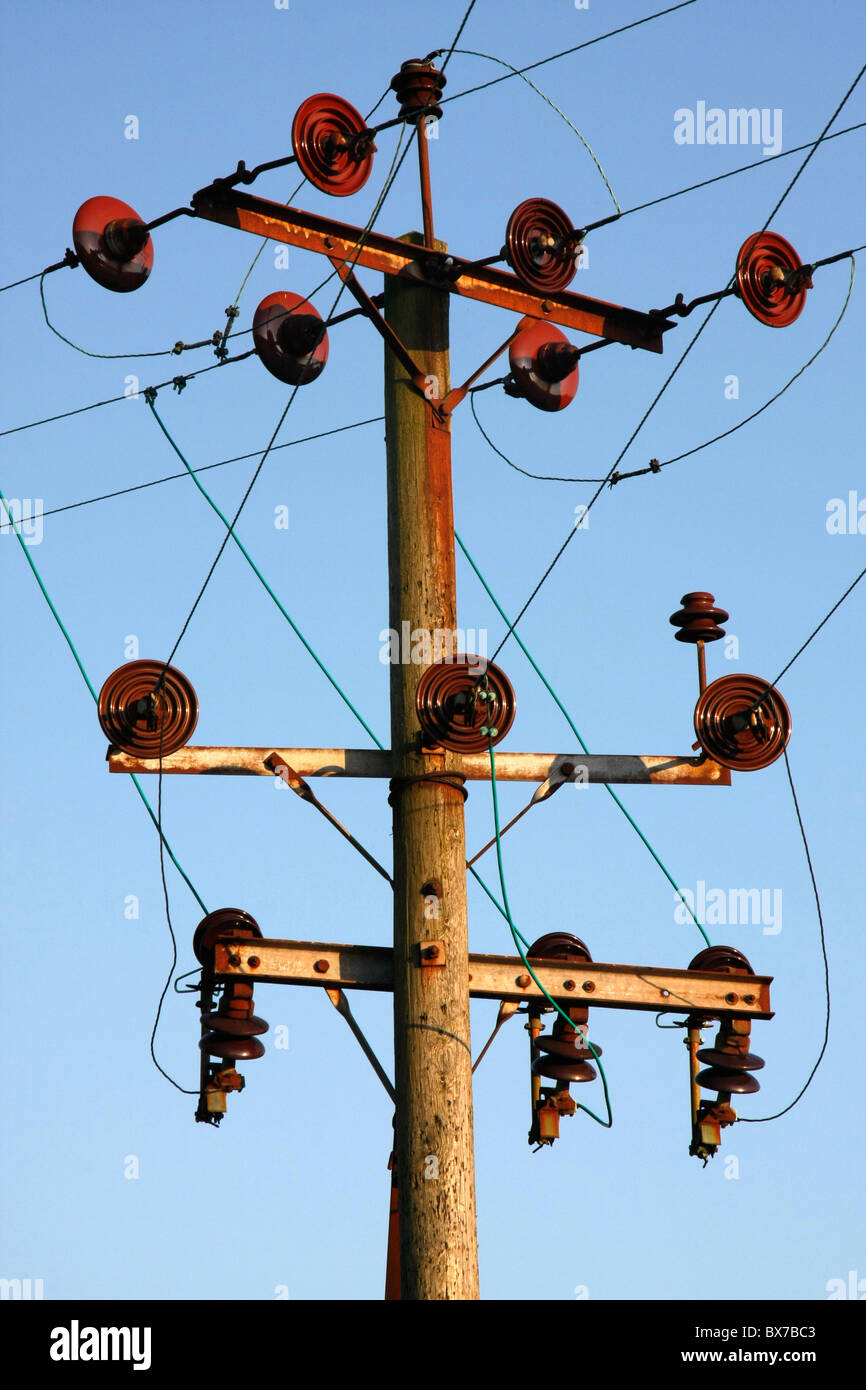 Telephone pole connection equipment in Yorkshire, UK Stock Photo - Alamy