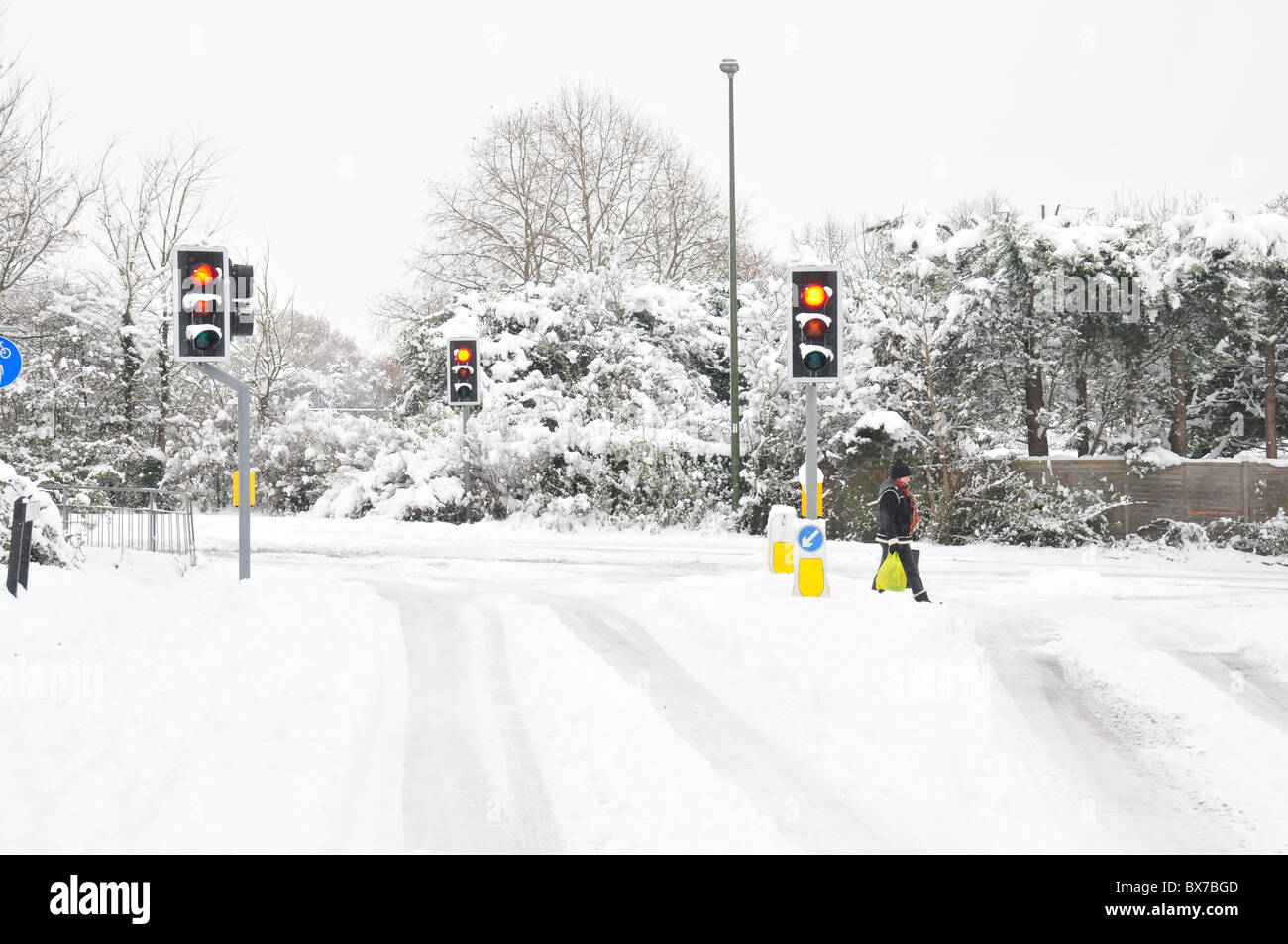 Traffic lights in snow Stock Photo - Alamy