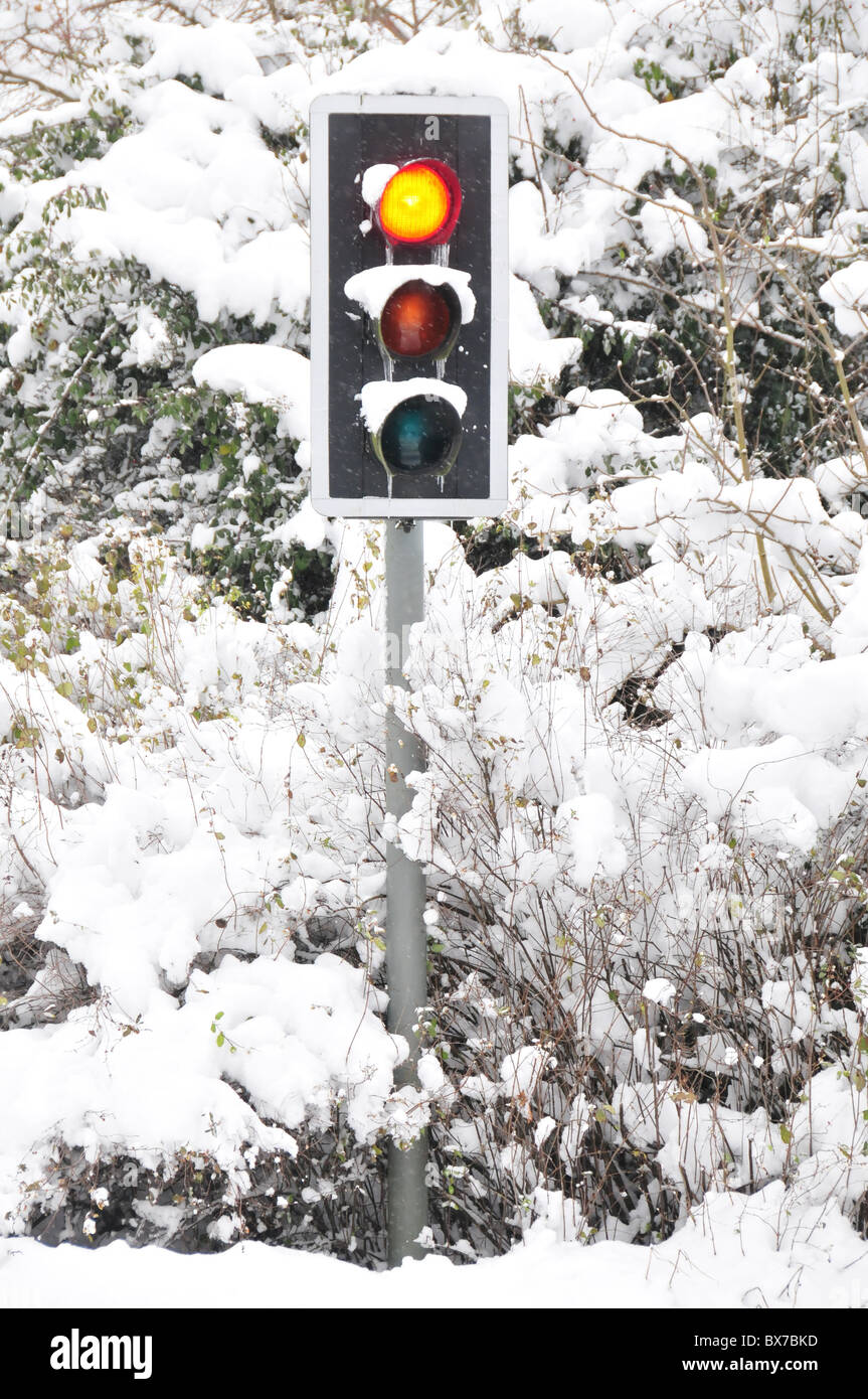 Traffic lights in snow Stock Photo - Alamy