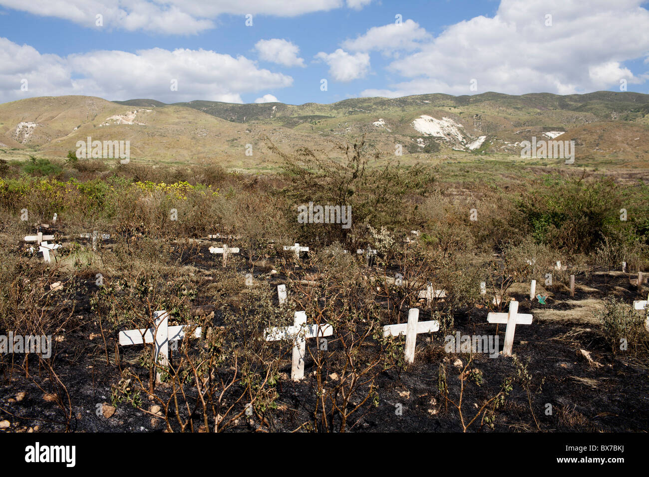 Crosses mark shallow graves near the spot where hundreds have been ...