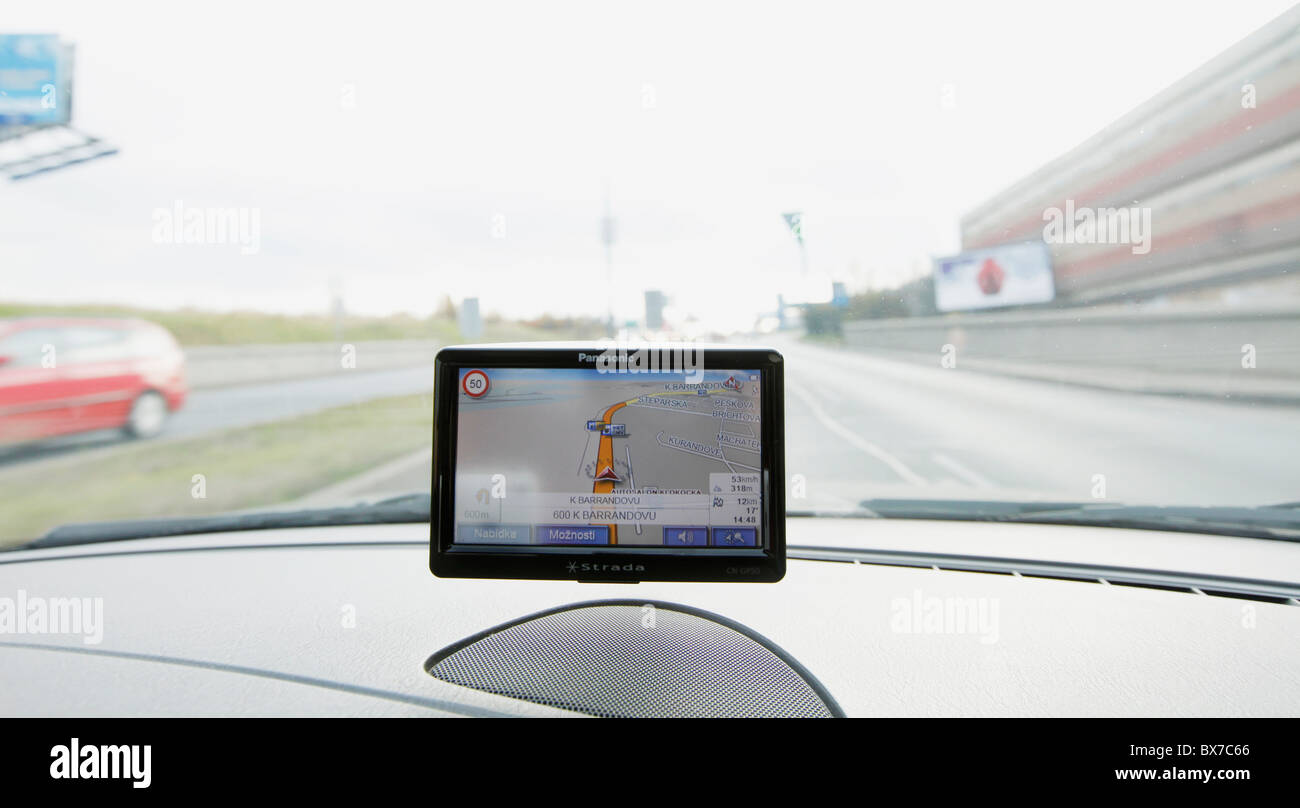 Panasonic Strada GPS navigation in a car Stock Photo - Alamy