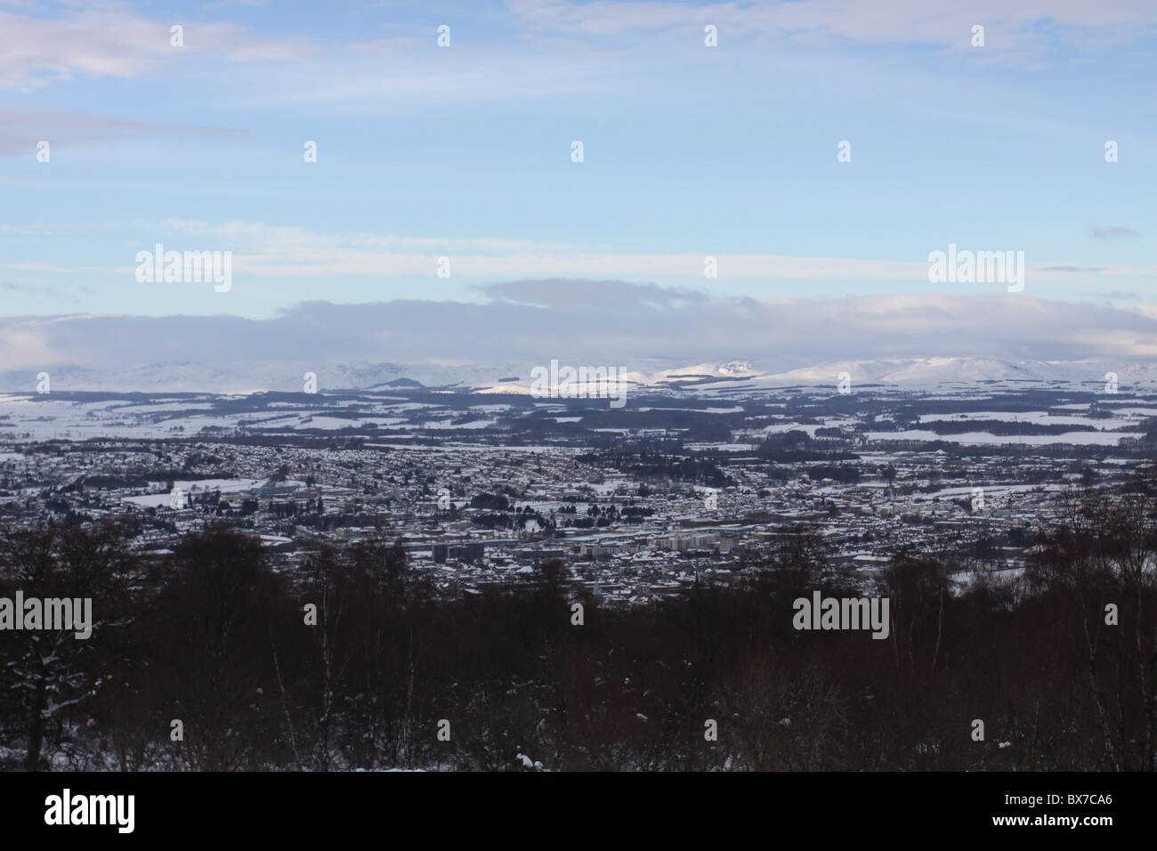 Elevated view of Perth in winter Scotland December 2010 Stock Photo - Alamy