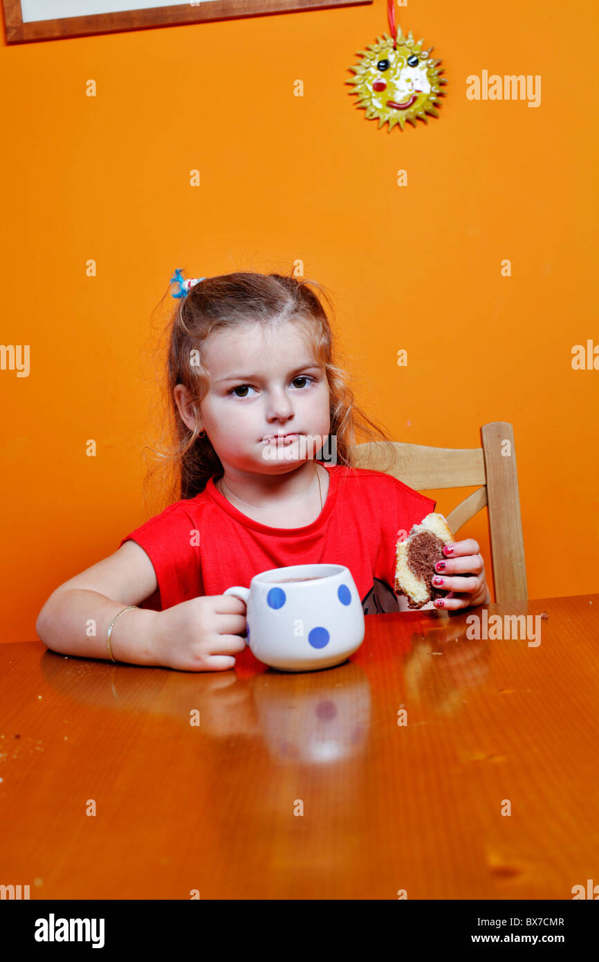 Child, girl, morning, breakfast, food, childhood. MODEL RELASED (CTK ...